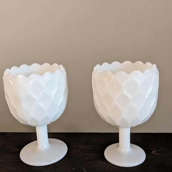 Vintage | Dining | Vintage White Milk Glass Goblets Compote Candy Dish ...